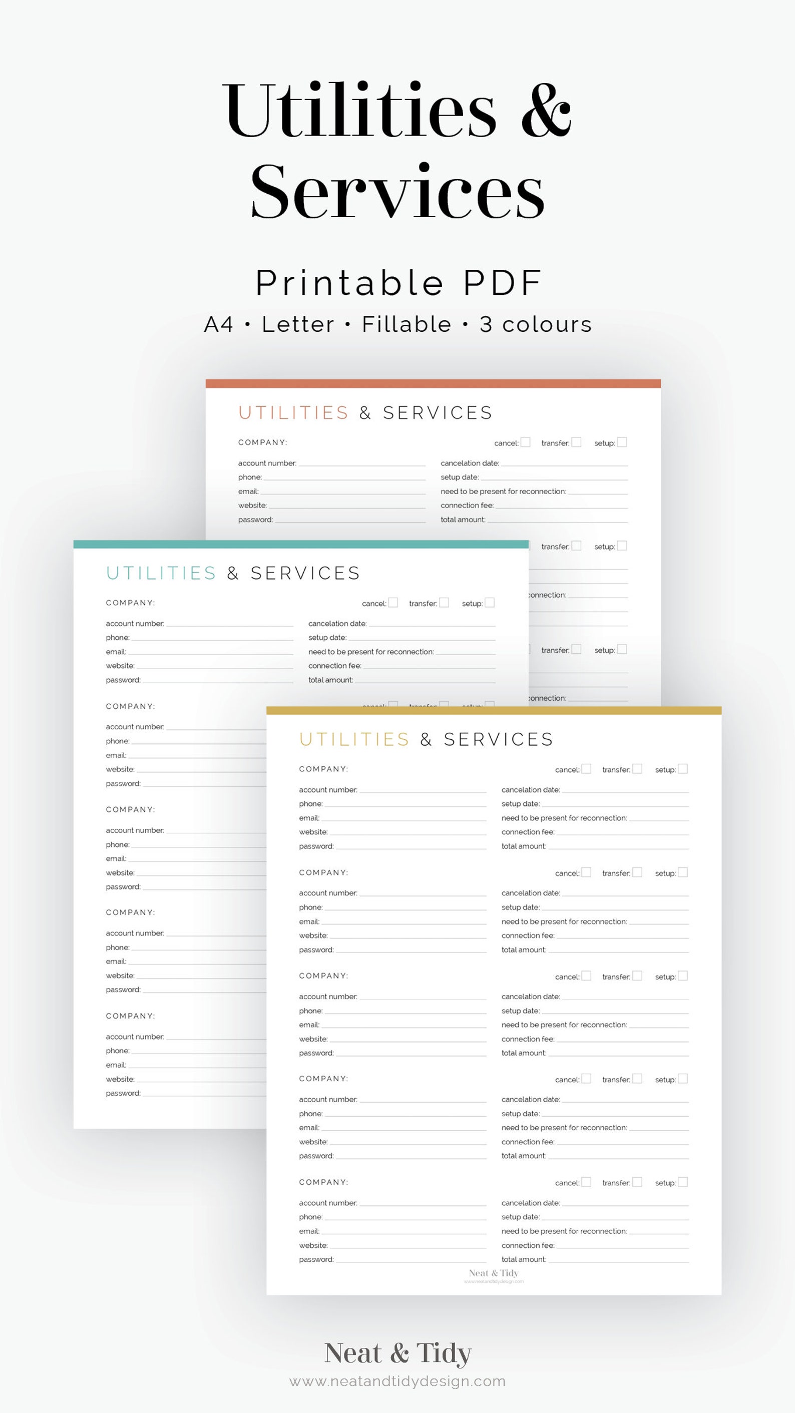 Moving Utilities & Services to Cancel and Set up - Fillable - Moving ...
