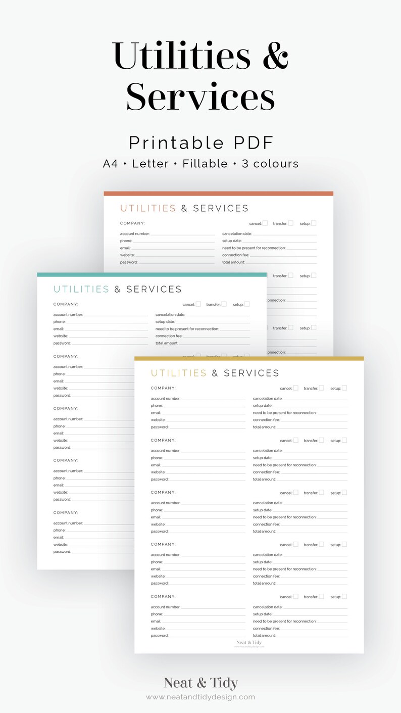 Moving Utilities & Services to Cancel and Set up - Fillable - Moving ...