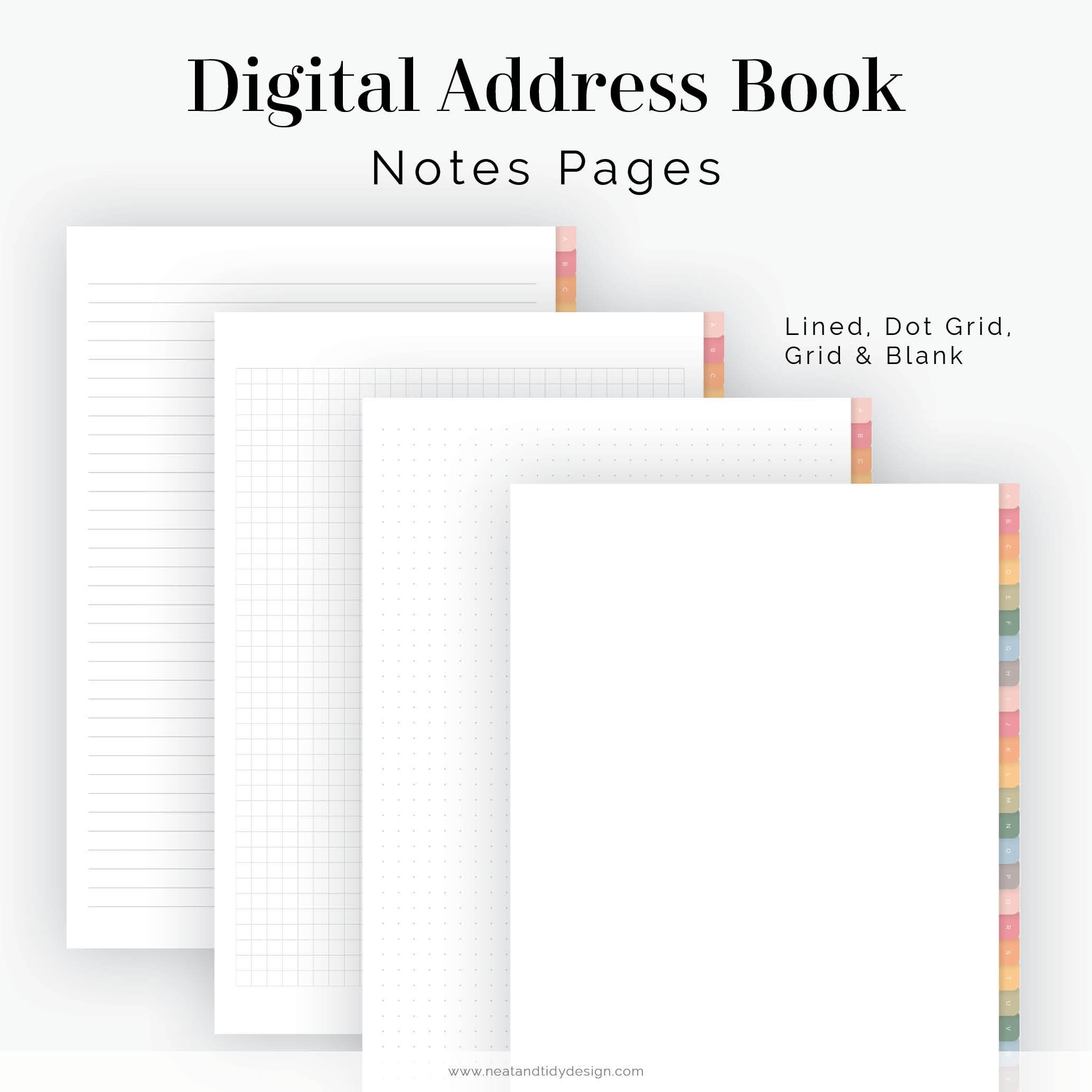 Digital Address Book for Goodnotes & Notability rainbow Hyperlinked ...