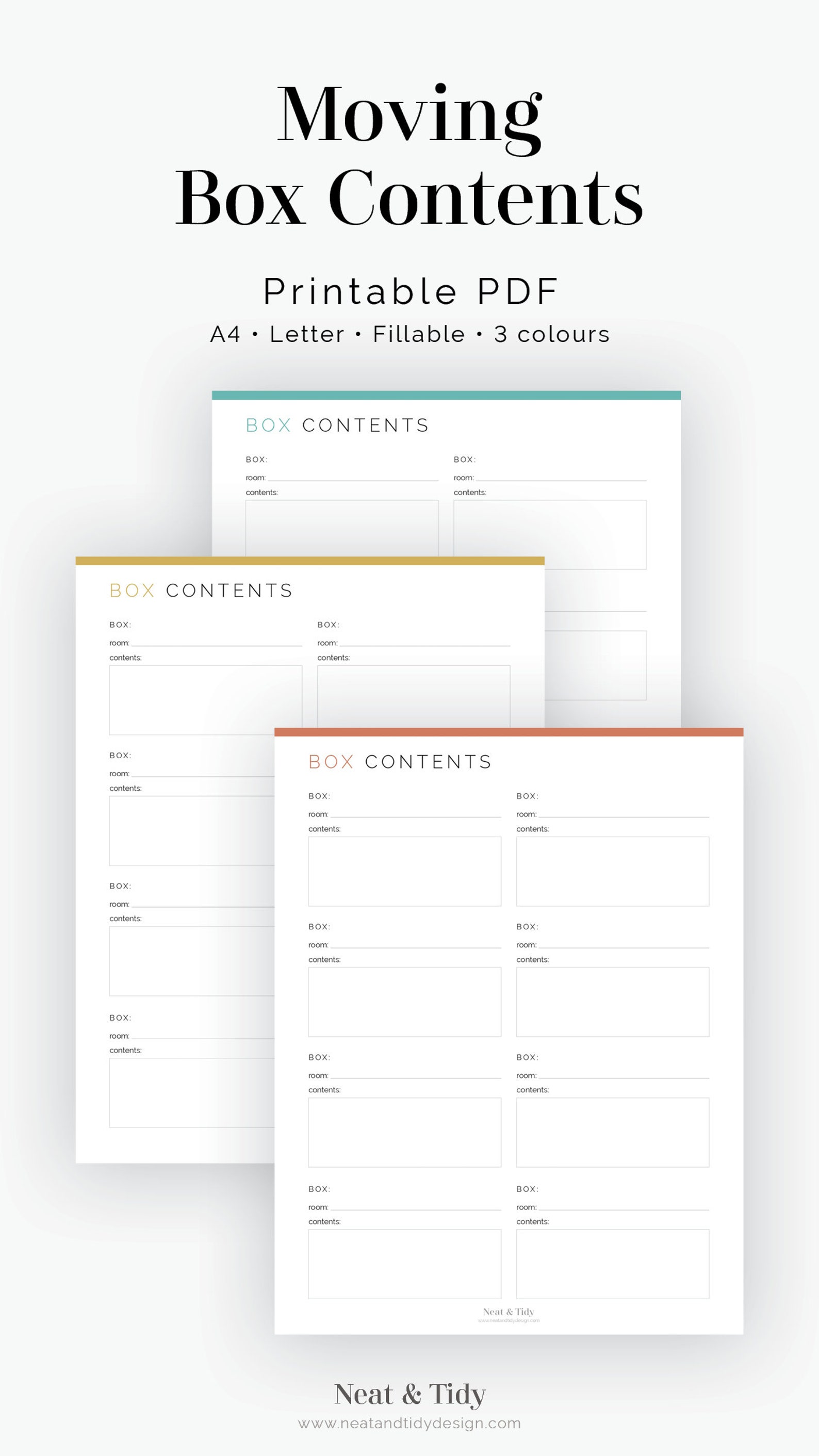 Moving Box Content Inventory Fillable Moving Planner - Etsy