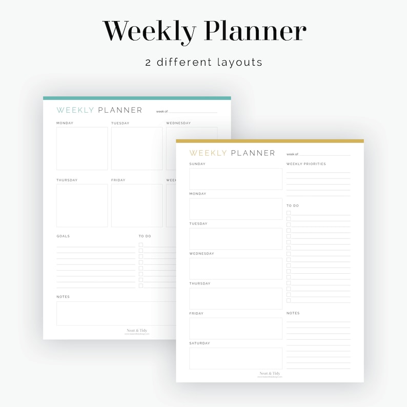 Weekly Planner 2 Layouts V1 Fillable Printable PDF Time Management ... Weekly Planner 2 Layouts V1 Fillable Printable PDF Time Management ...