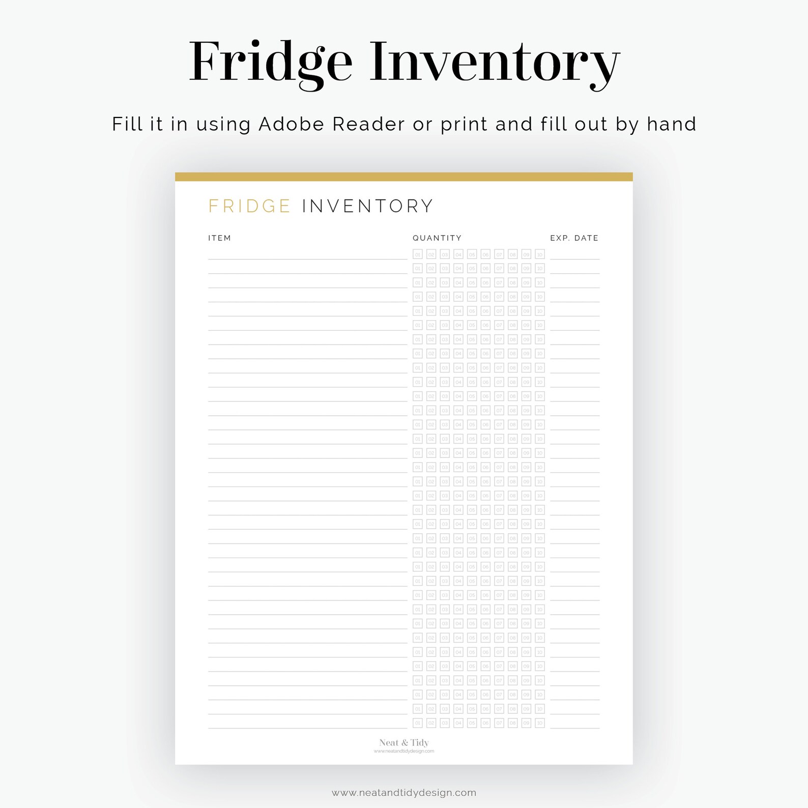 Fridge Inventory 2 Layouts Fillable Printable PDF | Etsy
