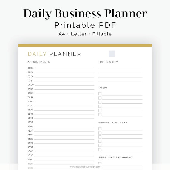 Daily Business Planner Fillable Printable PDF Time - Etsy