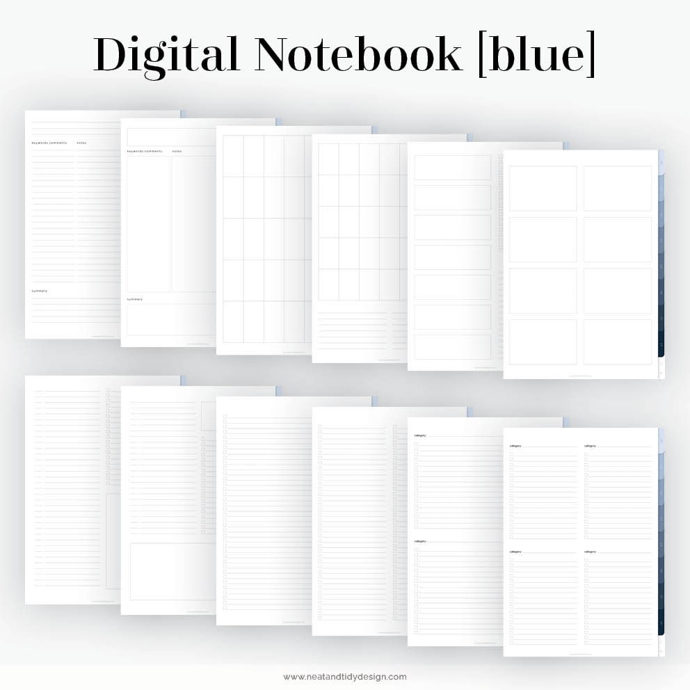 Digital Tabbed Notebook Bundle portrait 3 Notebooks & - Etsy