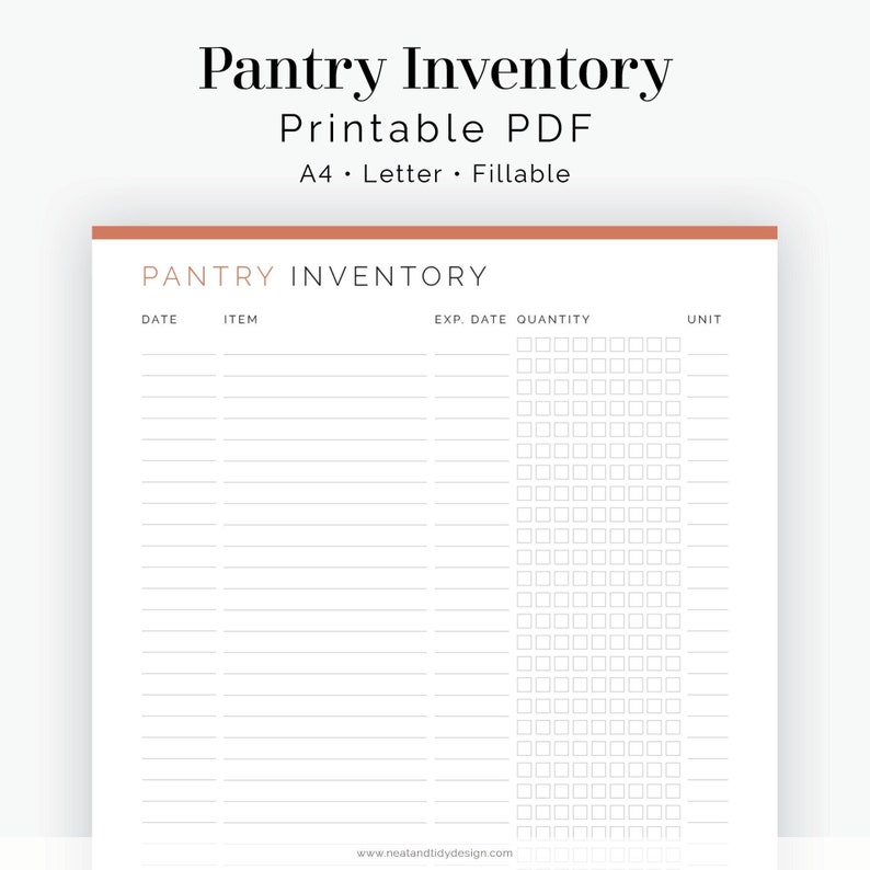 Pantry Inventory 2 Layouts Fillable Printable PDF | Etsy