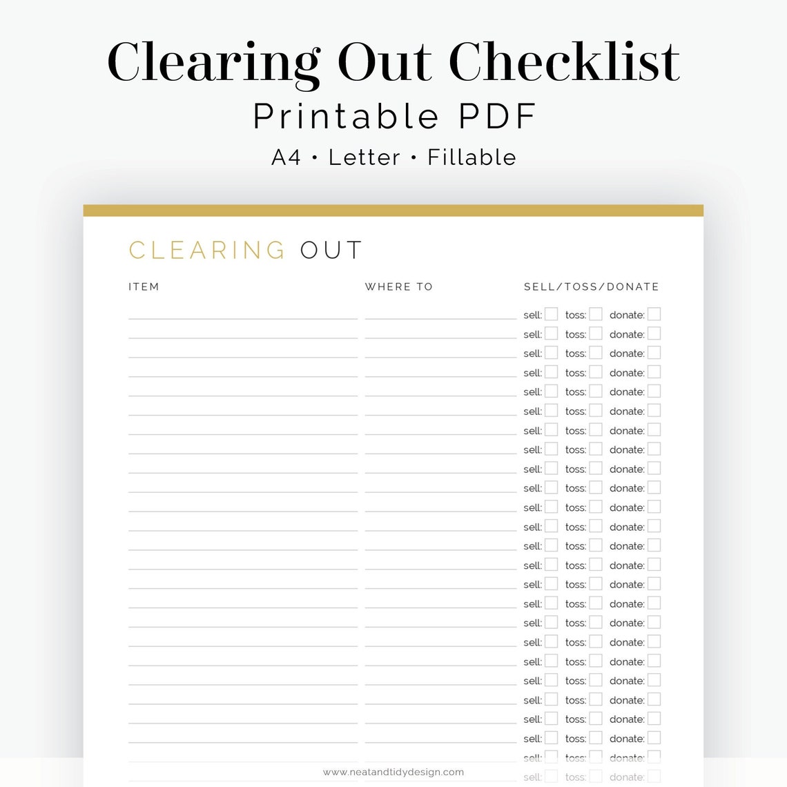 Clearing Out Fillable Moving Planner Household Planner - Etsy