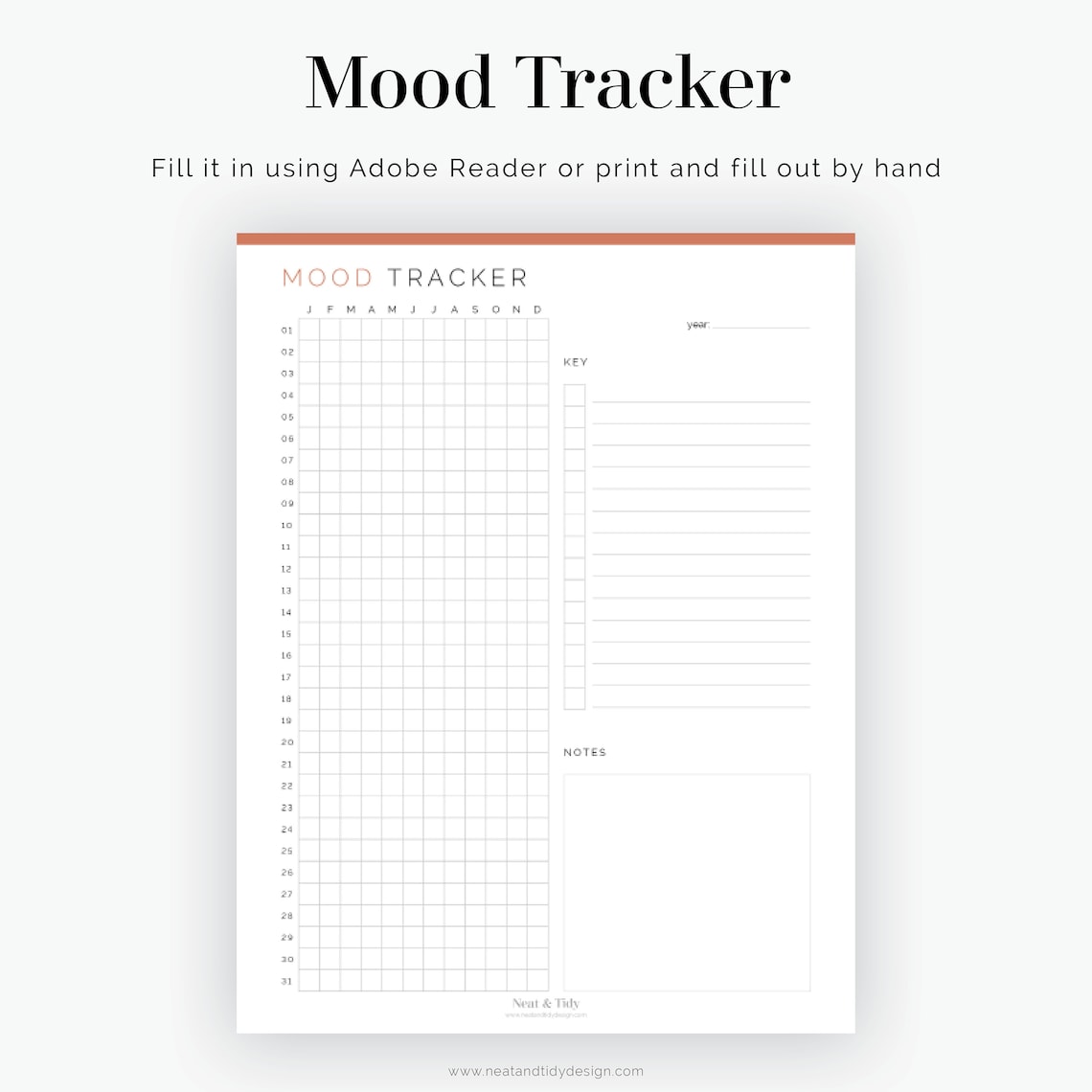 Mood Tracker Fillable Printable PDF Journaling New Year | Etsy