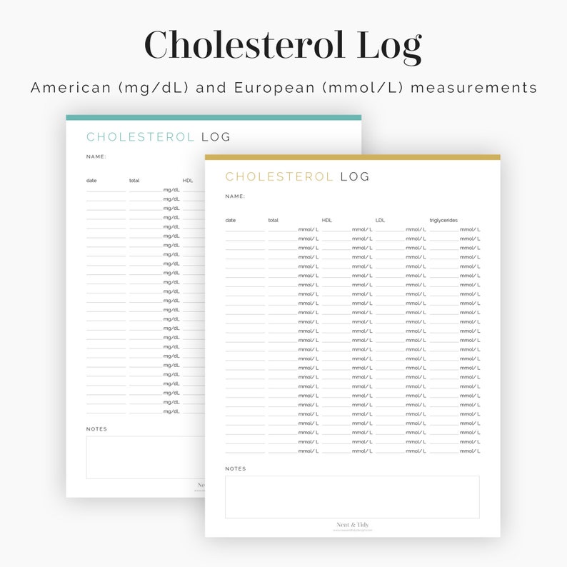 Cholesterol Log - Fillable - Cholesterol Tracker LDL, HDL ...