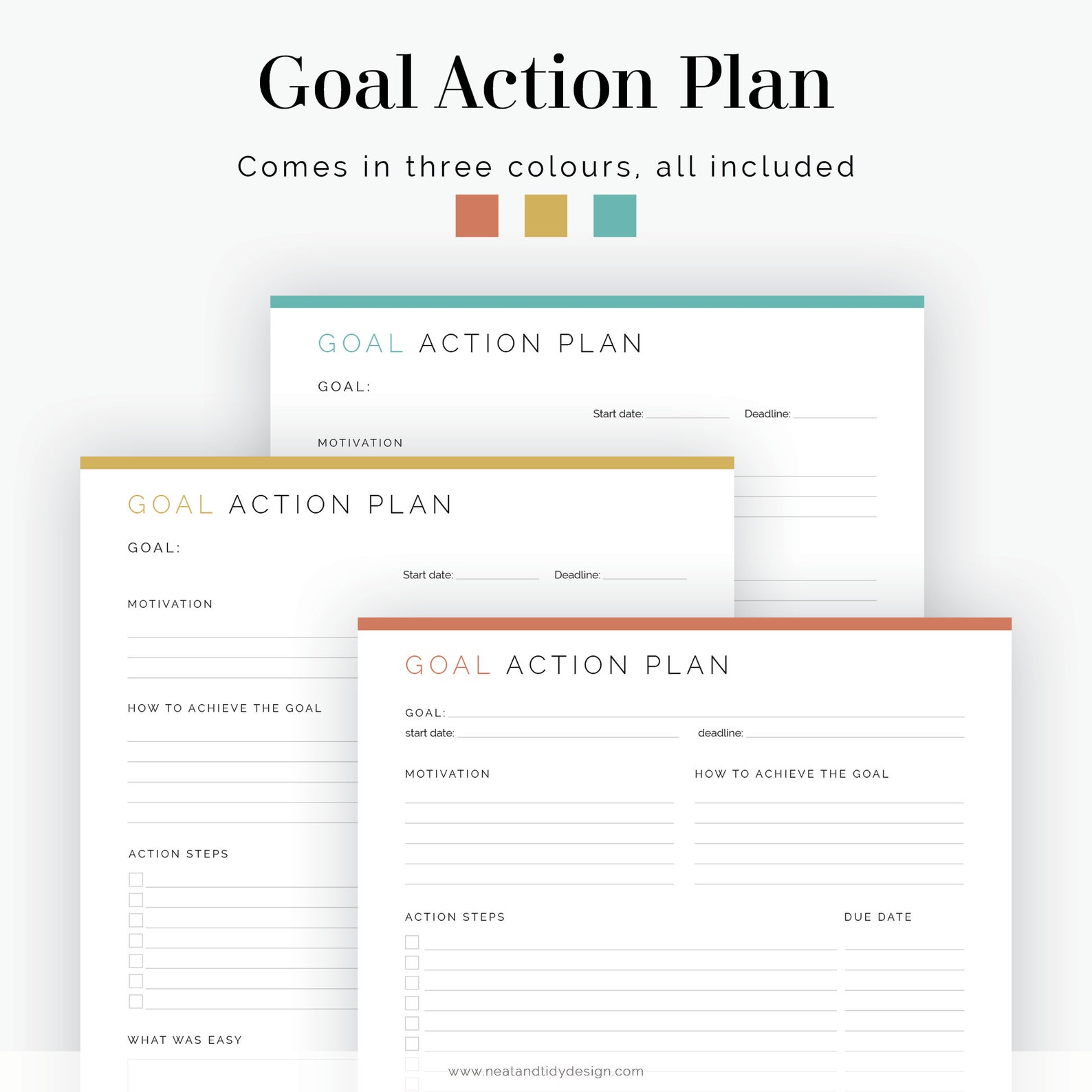 Goal Action Plan 2 Layouts Fillable Printable PDF New - Etsy