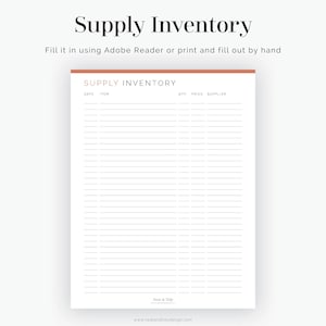 Supply Inventory Log - Fillable - Printable PDF - Business Planner ...