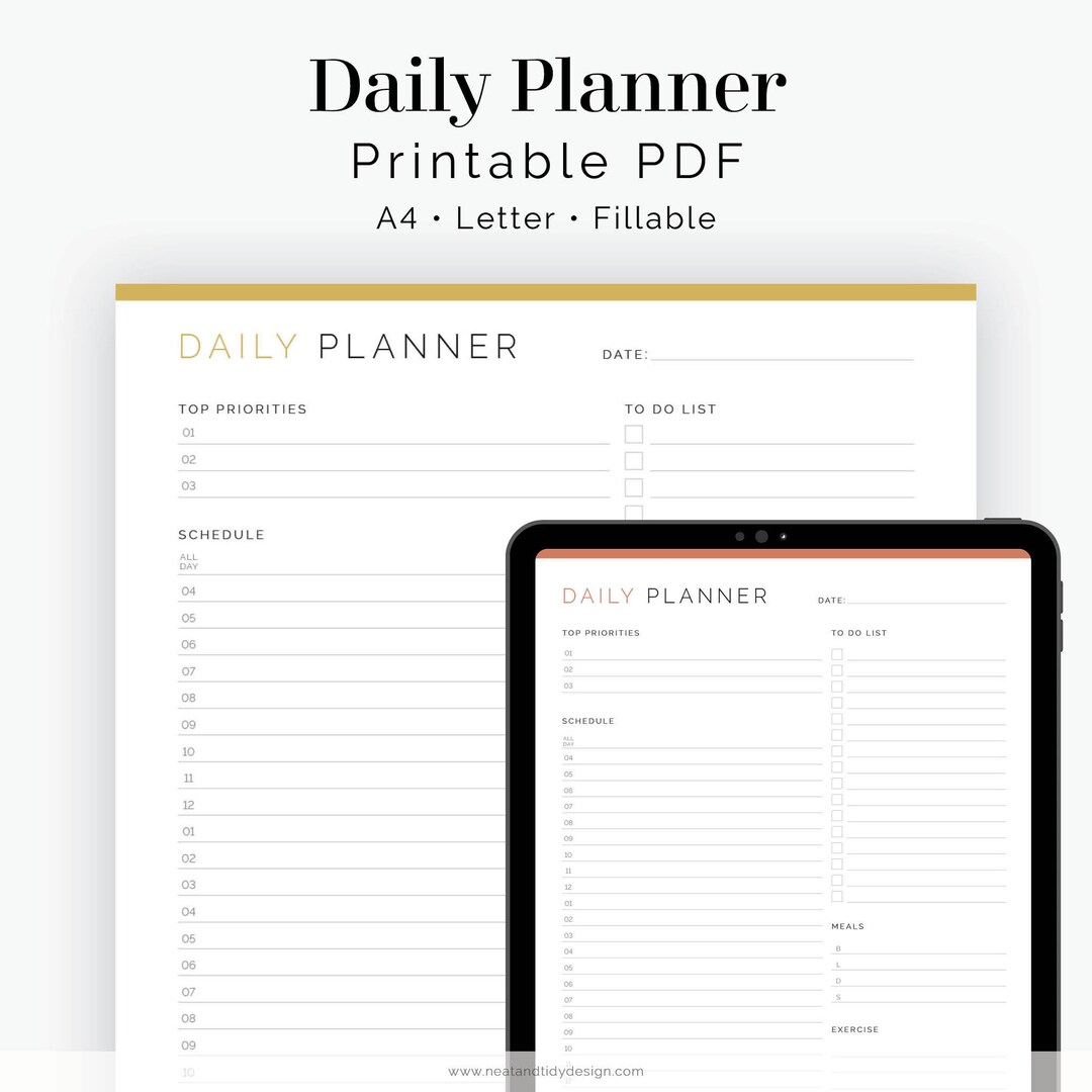 Daily Planner V2 - Fillable - Printable PDF - Daily Appointment Planner ...