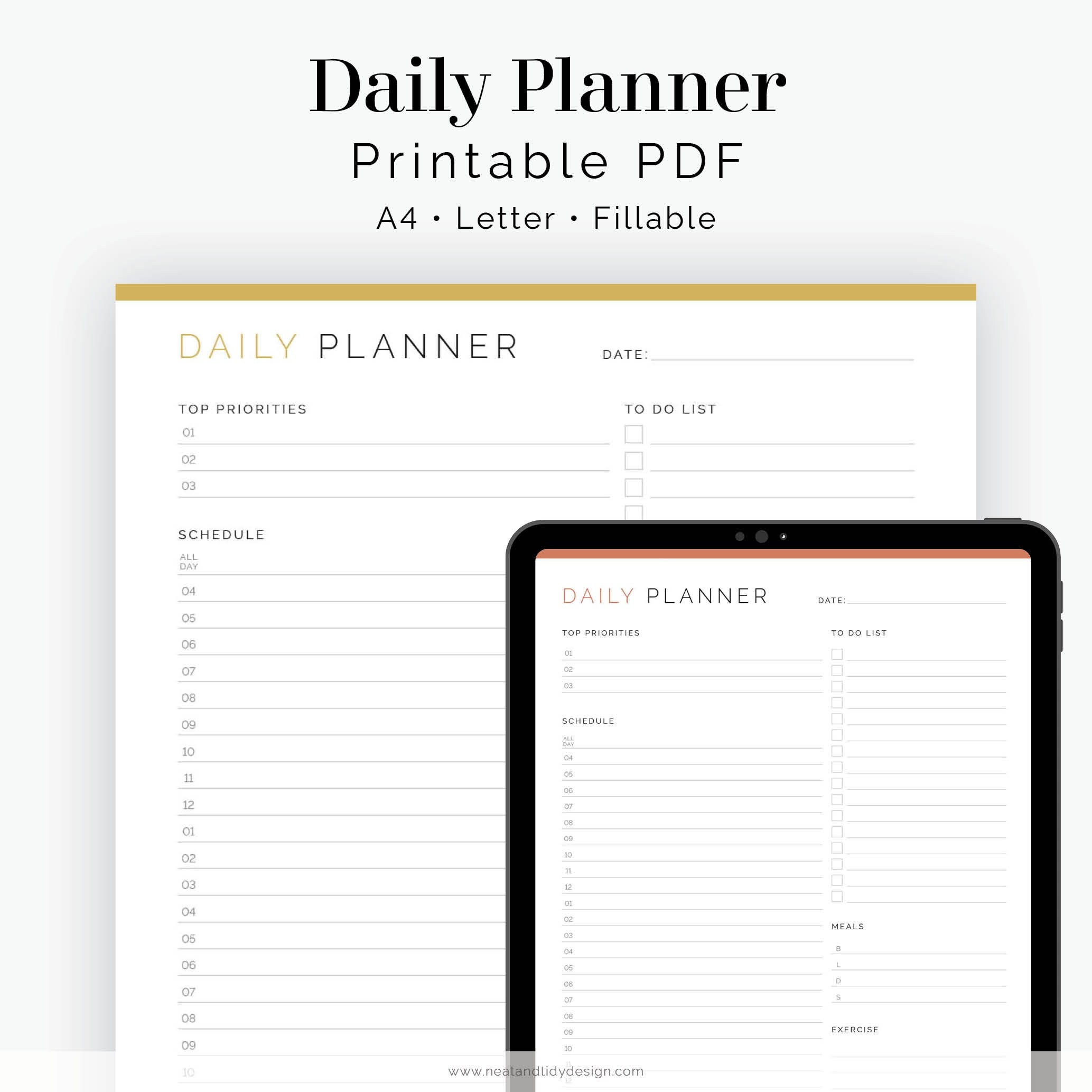 Daily Planner V2 Fillable Printable PDF Daily Appointment Planner Page ...