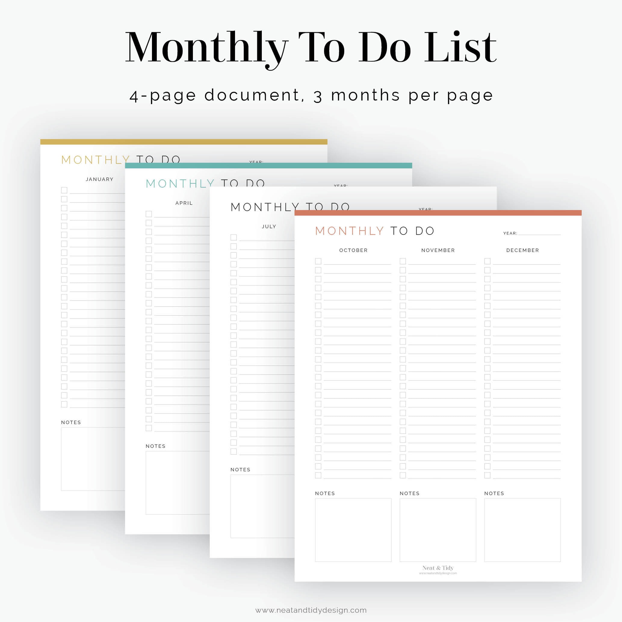 Monthly to Do List V3 - Fillable - Printable PDF - Task Management ...