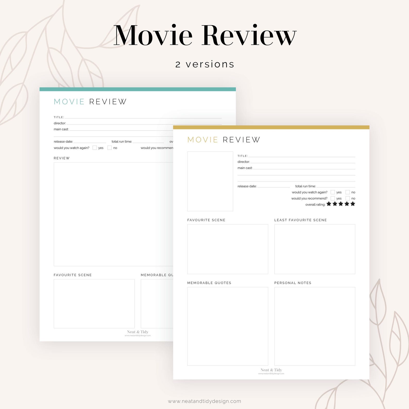Movie Review Template: Printable & Fillable Film Journal (PDF) - Etsy