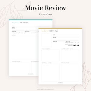 Movie Review Template: Printable & Fillable Film Journal (PDF) - Etsy