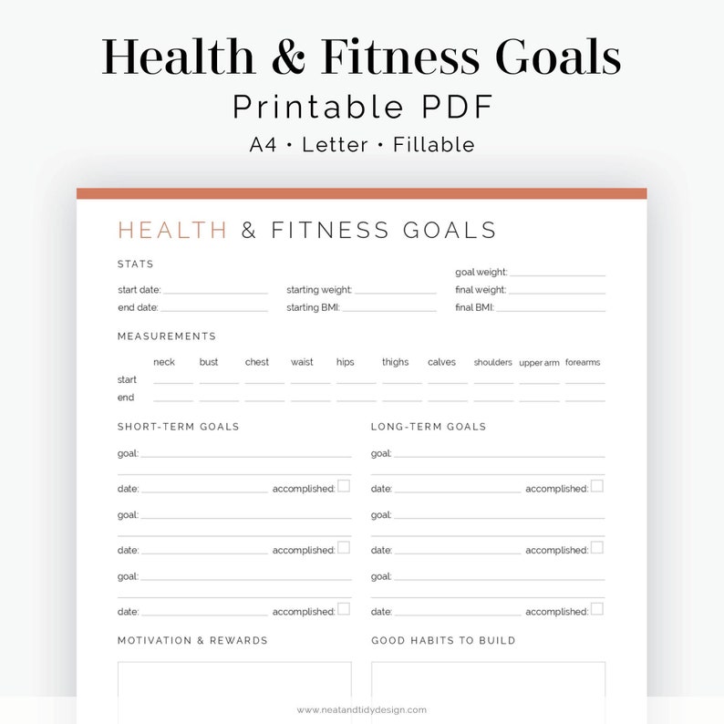Health and Fitness Goals Fillable Printable PDF Health & Fitness ...