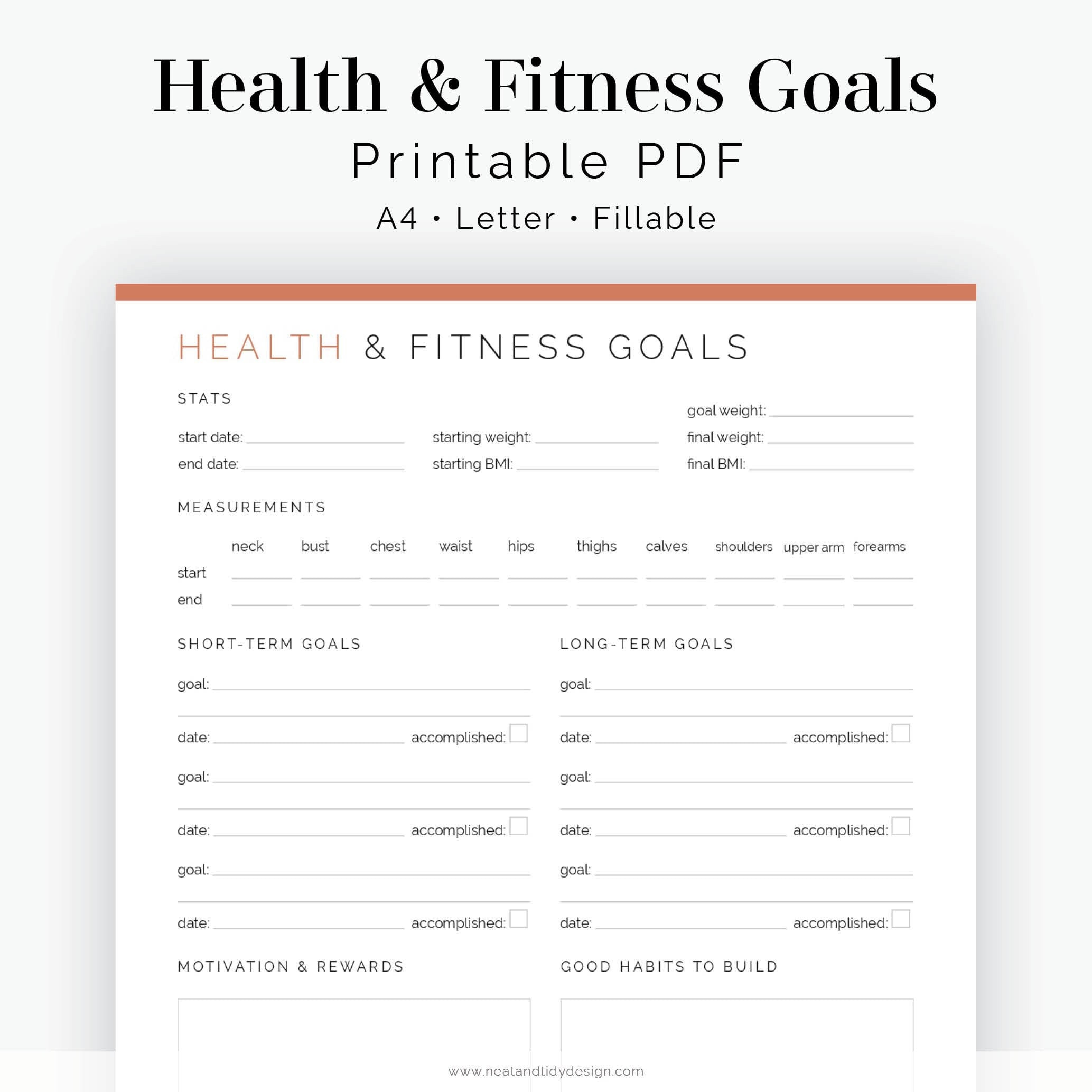 Health and Fitness Goals Fillable Printable PDF Health & Fitness ...