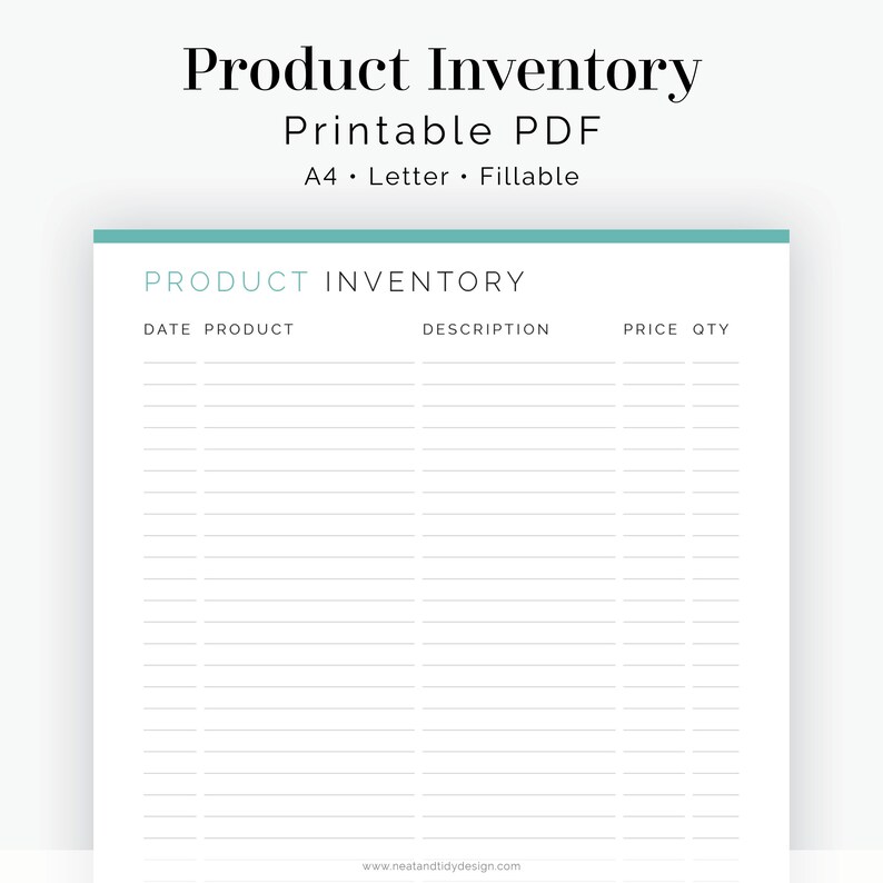 Product Inventory Log Fillable Printable PDF Business Planner Instant ...