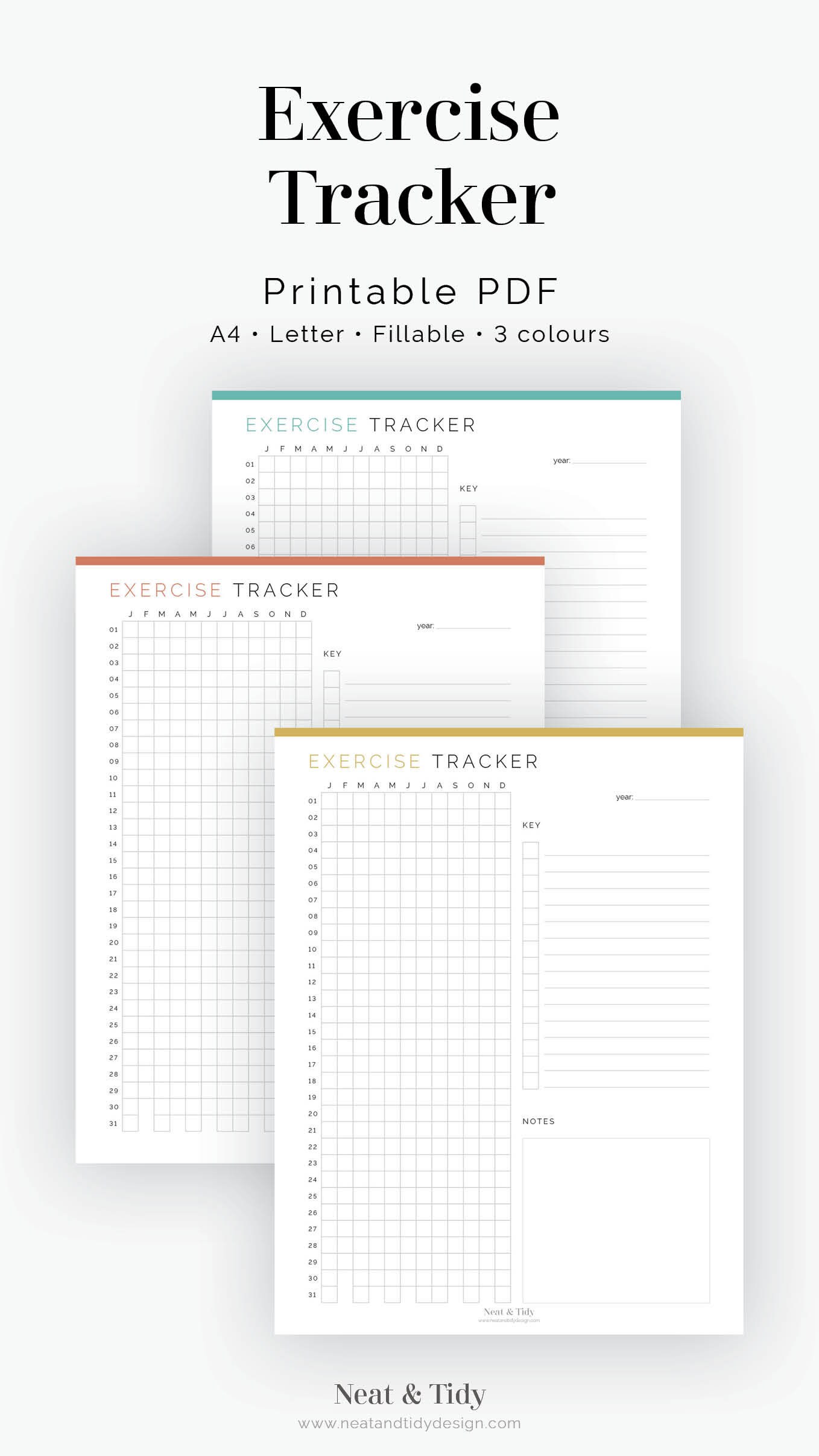 Yearly Exercise Tracker Fillable Printable PDF Fitness Tracker, Yearly ...