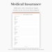 Medical Insurance Information - Fillable - Health & Medical Log ...