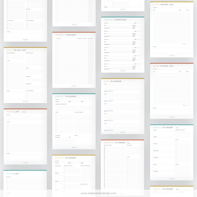 Project Planner Kit (9 Documents) - Fillable - Printable PDF - Task ...