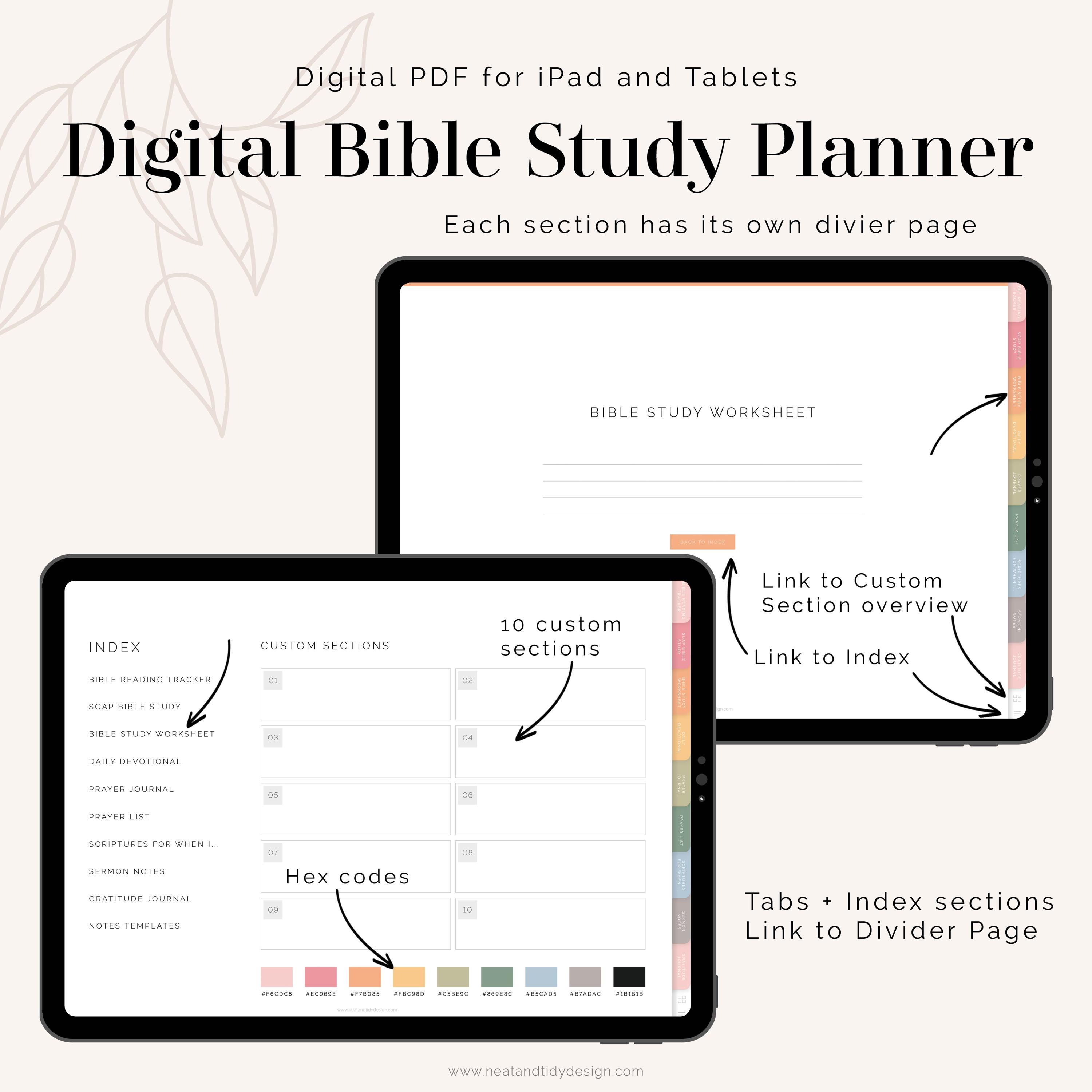 Digital Bible Study Planner for Goodnotes (rainbow) (portrait ...