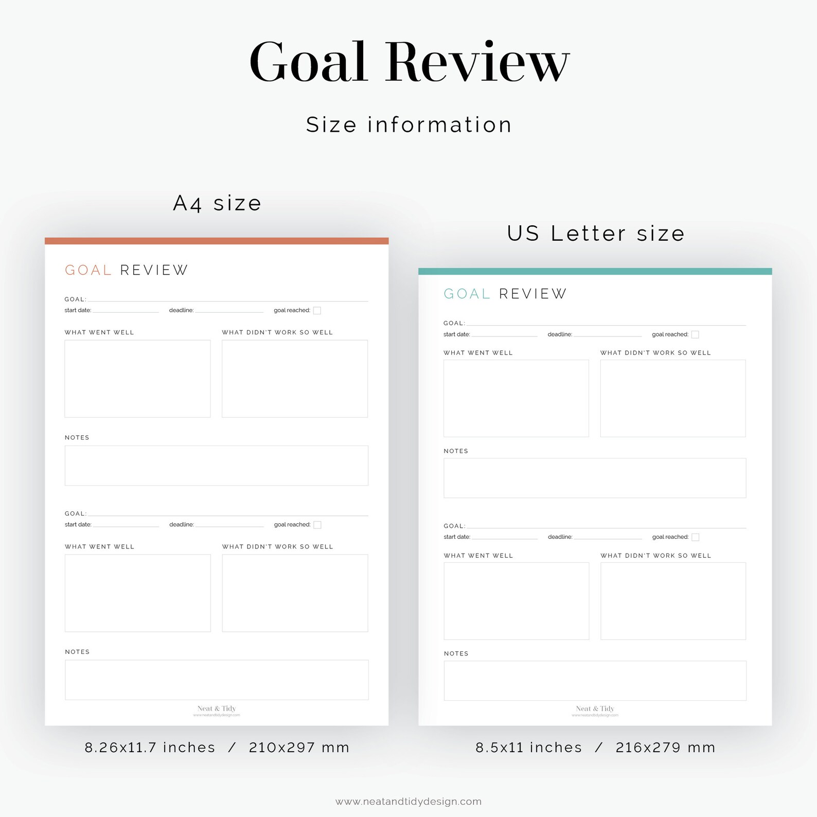 Goal Review 2 Layouts Fillable Printable PDF New Year Resolution, Goal ...