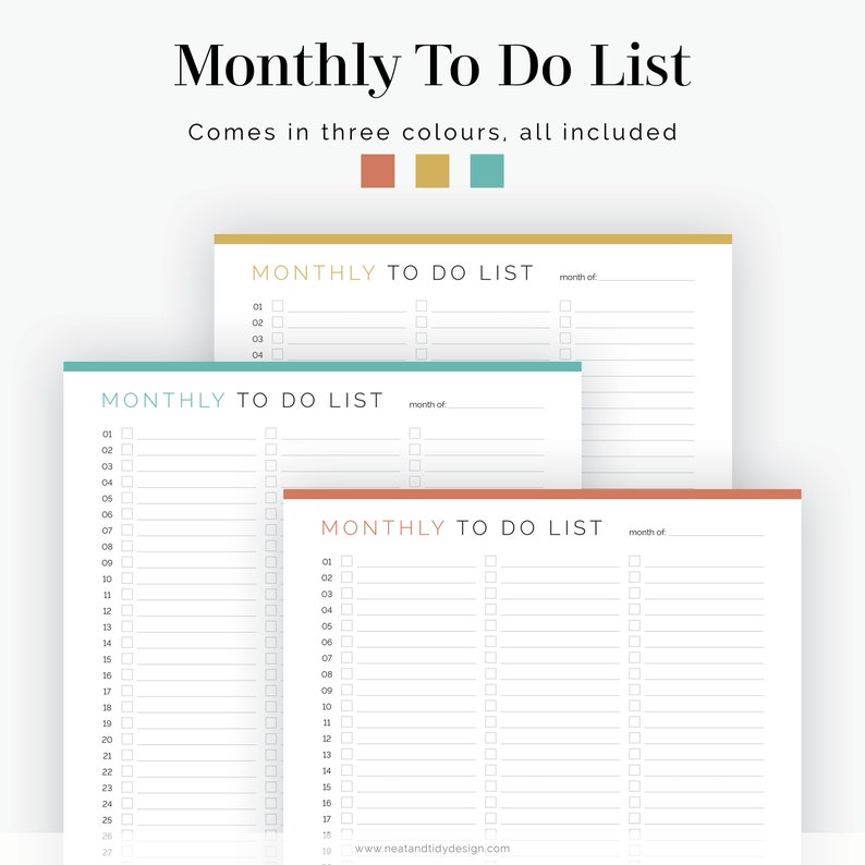 Monthly to Do List Fillable Printable PDF Task - Etsy