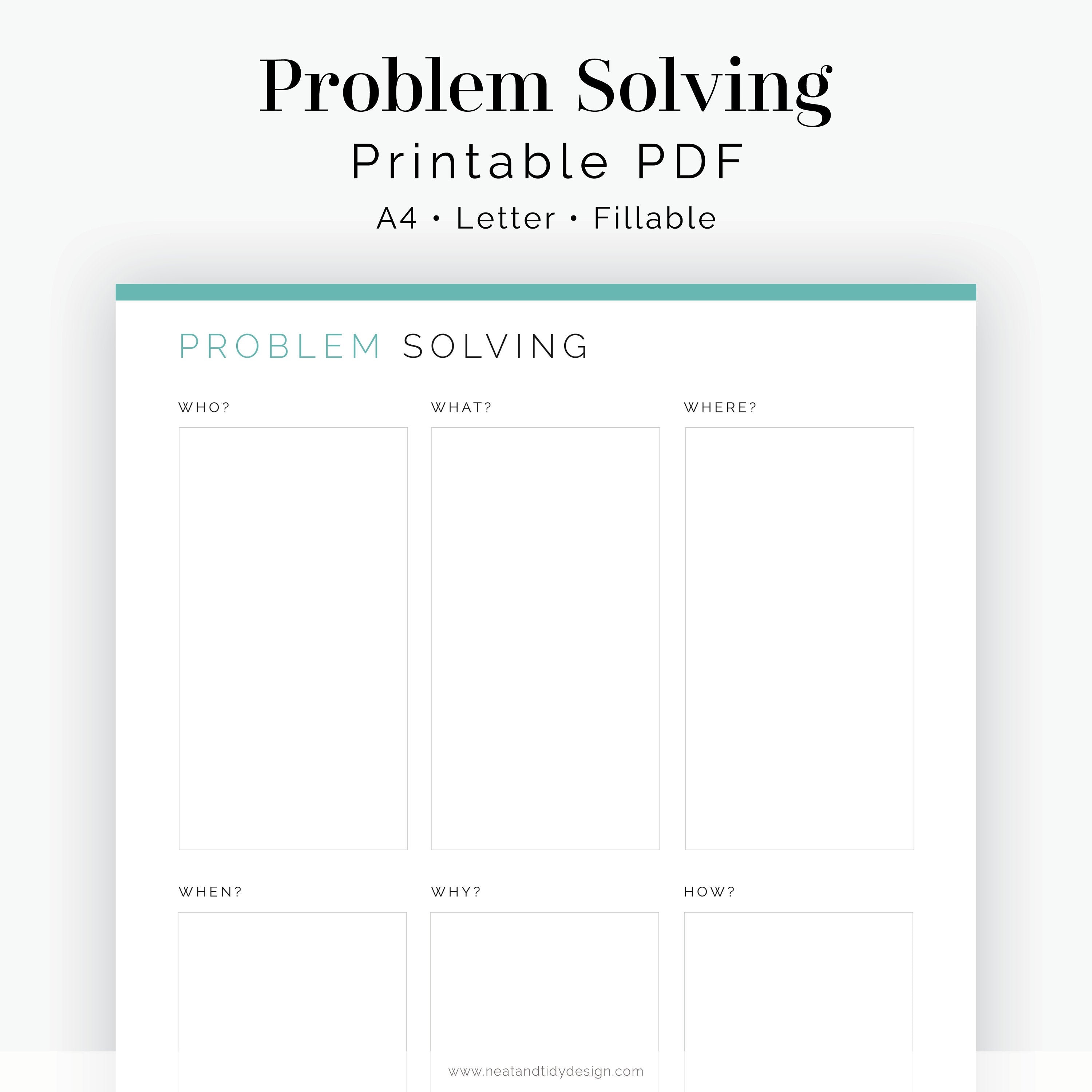 Problem Solving Worksheets - 5W1H and SCAMPER Methods - Fillable ...
