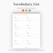 Vocabulary List - 2 Layouts - Fillable - Printable PDF - Self-education ...