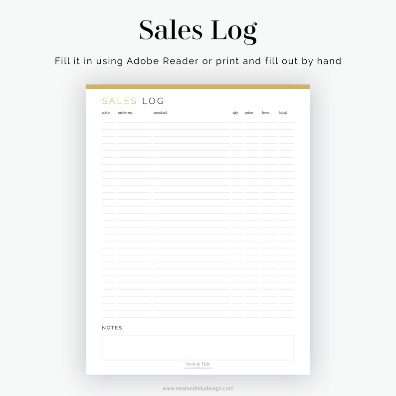 Sales Log Fillable Printable PDF Business Planner Finance Planner ...
