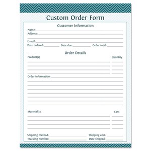 Custom Order Form - Fillable - Business Planner Chevron - Printable ...