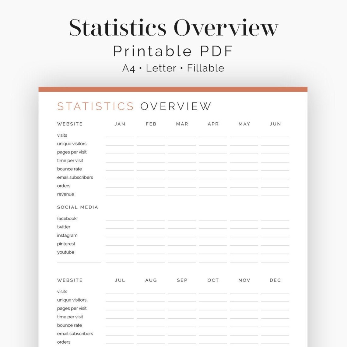 Annual Statistics Overview Fillable Printable PDF Business Planner ...