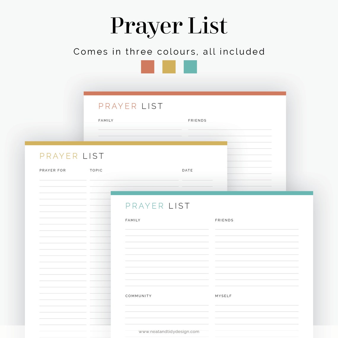 Prayer List (2 Layouts) - Fillable - Printable PDF - Daily Devotional ...