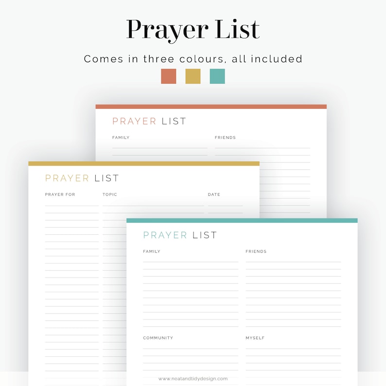 Prayer List (2 Layouts) - Fillable - Printable PDF - Daily Devotional ...