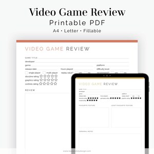 Video Game Review Template PDF | Printable Gaming Journal - Fillable ...