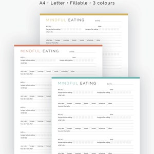 Mindful Eating Journal - Fillable - Printable PDF - Daily Food Journal ...