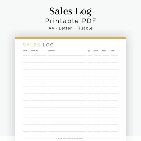 Sales Log Fillable Printable PDF Business Planner - Etsy
