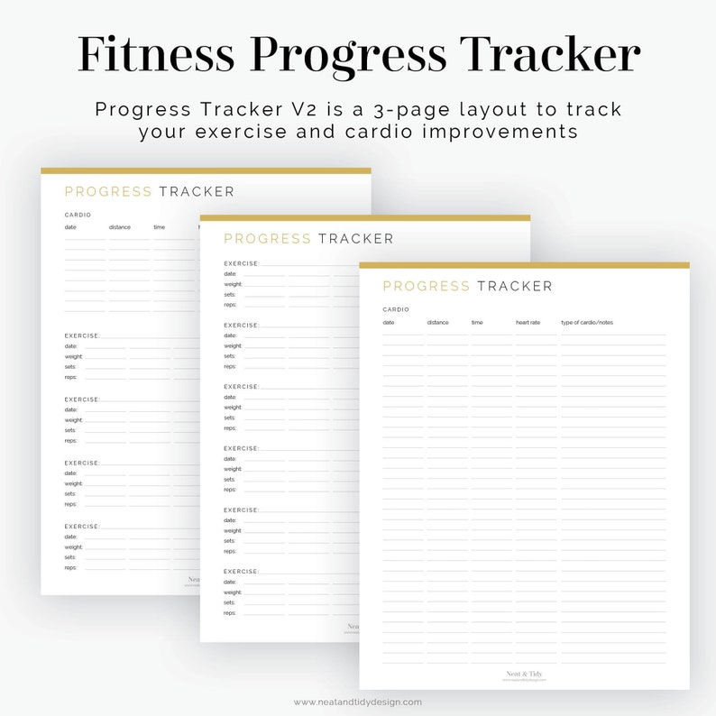 Fitness Progress Tracker 2 Layouts Fillable Printable - Etsy