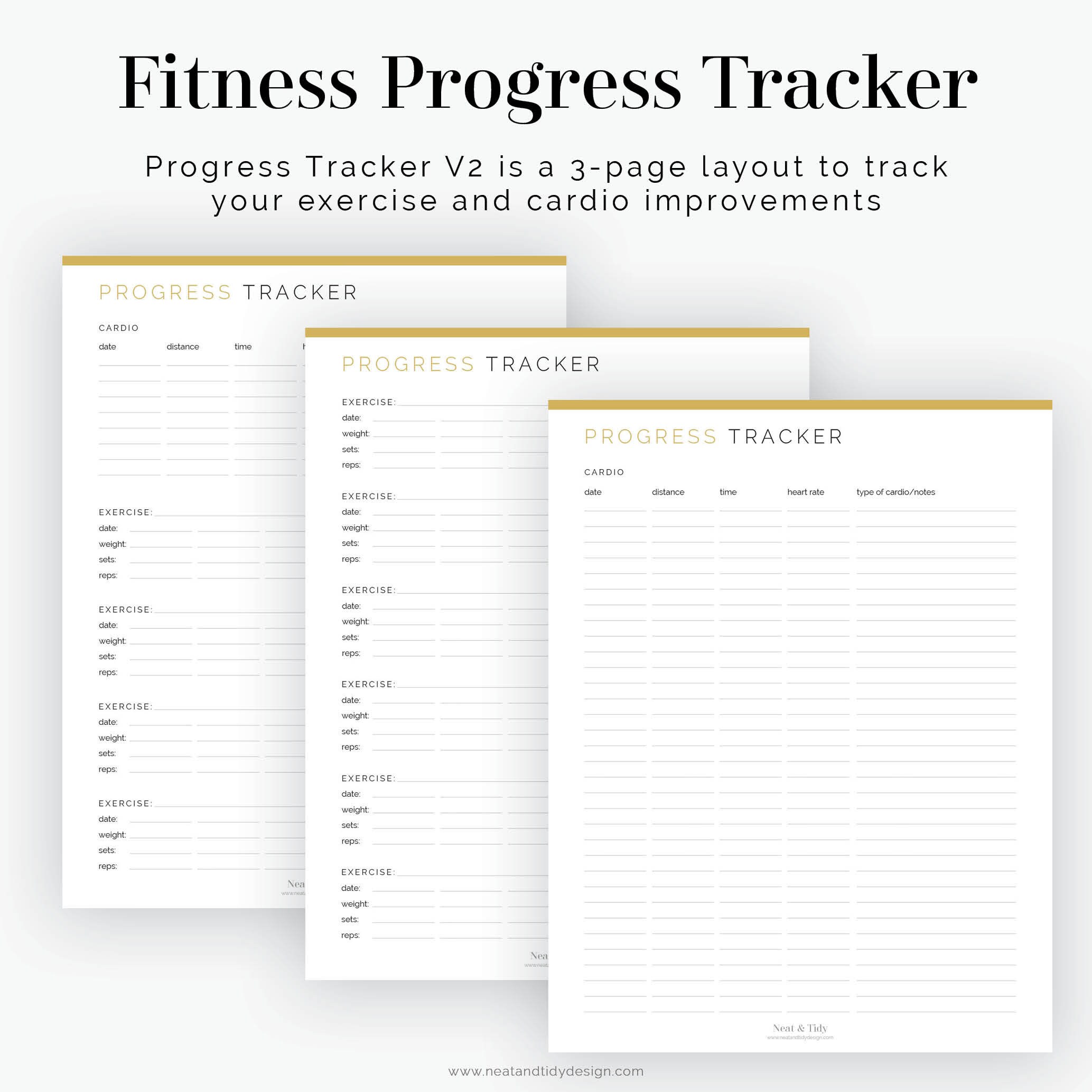 Fitness Progress Tracker 2 Layouts Fillable Printable - Etsy