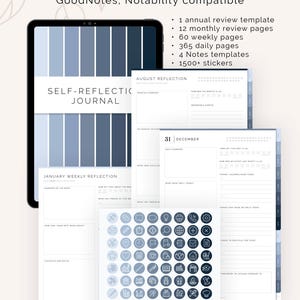 Digital Self-reflection Journal for Goodnotes (blue) | 365 Guided Daily ...