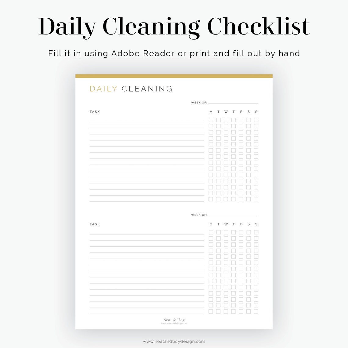 Daily Cleaning Checklist Fillable Printable PDF - Etsy