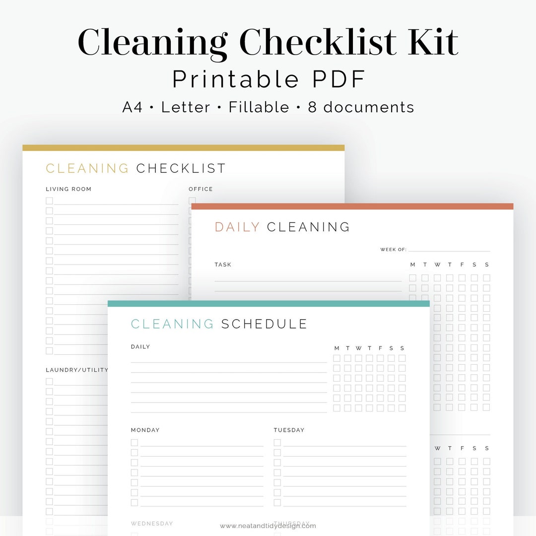 Cleaning Kit (8 Documents) - Fillable - Printable PDF - Household ...
