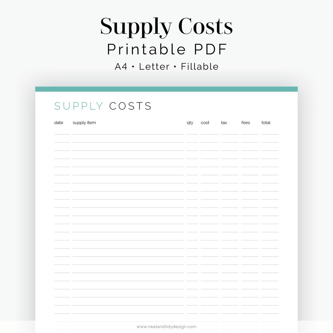 Supply Costs - Fillable - Printable PDF - Business Planner - Finance ...
