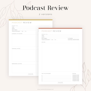 Podcast Review Template | Printable and Fillable Podcast Journal PDF ...