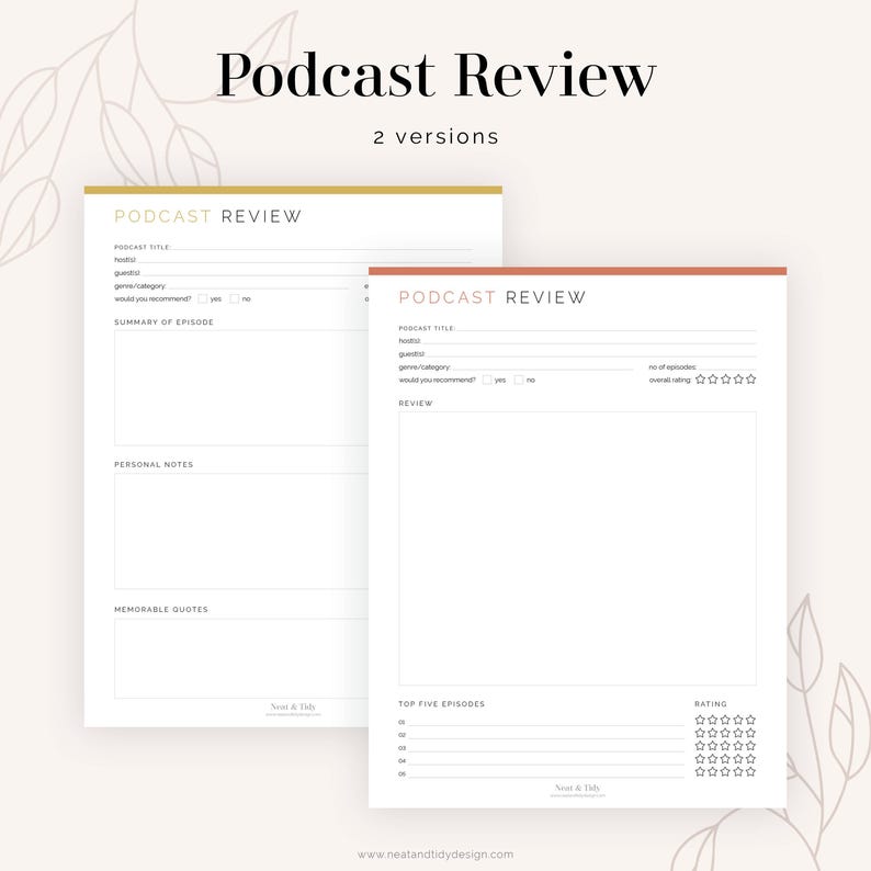 Podcast Review Template | Printable and Fillable Podcast Journal PDF ...