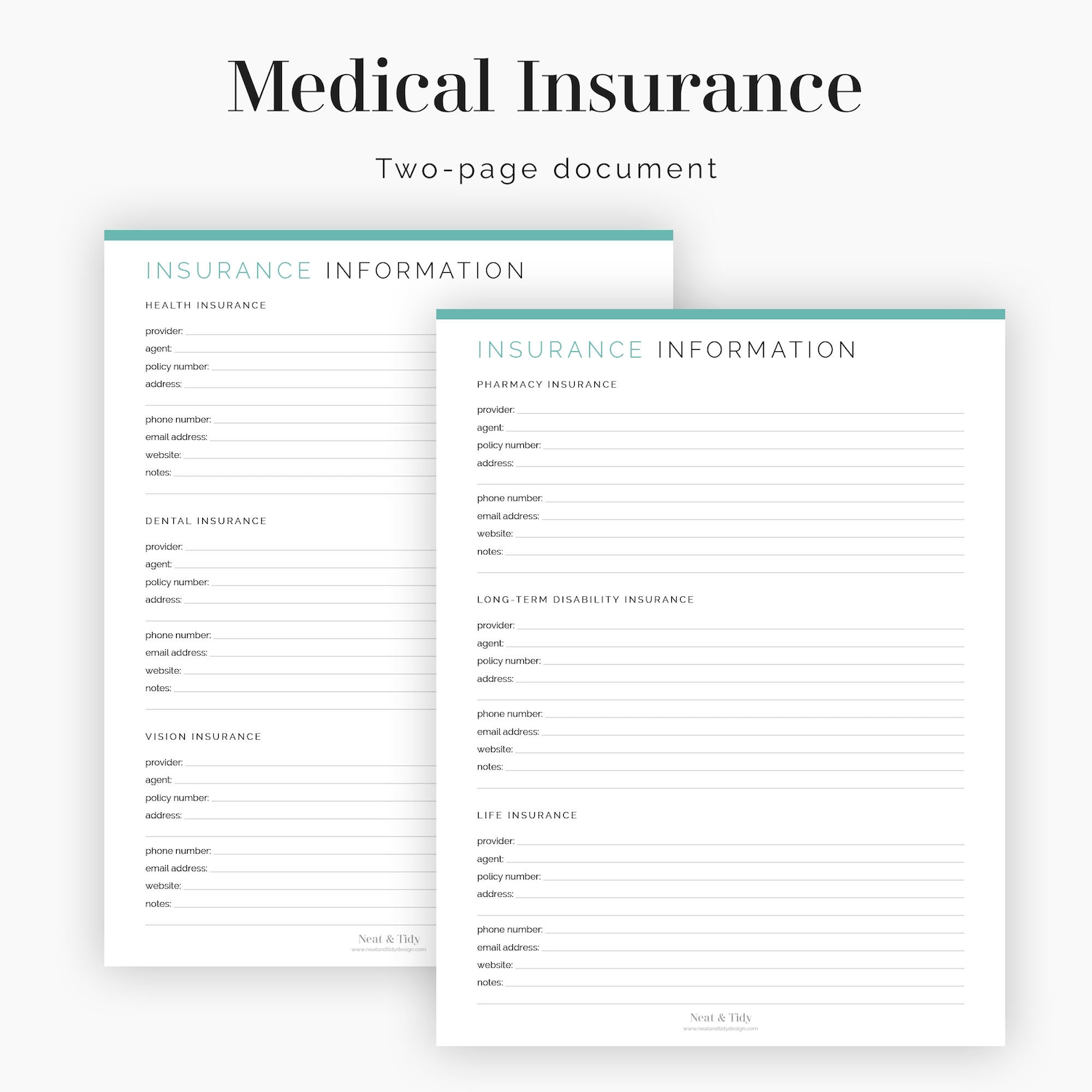 Basic Medical Binder Kit (7 Documents) - Fillable - Printable PDF ...