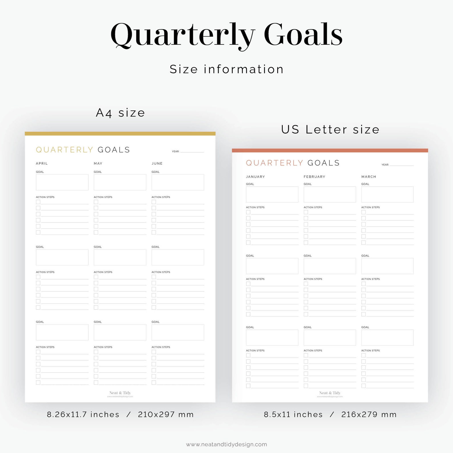 Quarterly Goals 2 Layouts Fillable Printable PDF New - Etsy