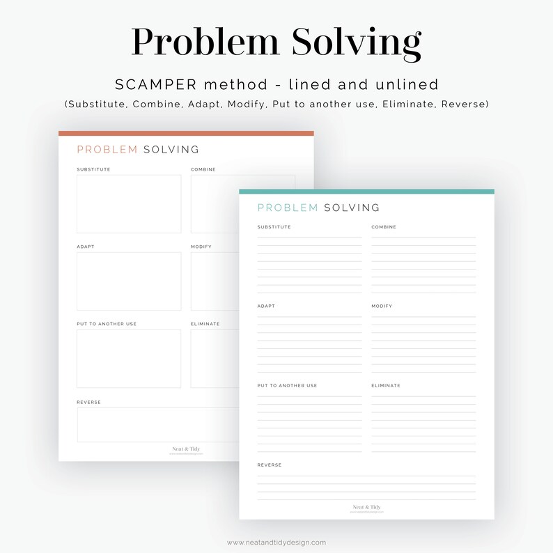 Problem Solving Worksheets - 5W1H and SCAMPER Methods - Fillable ...