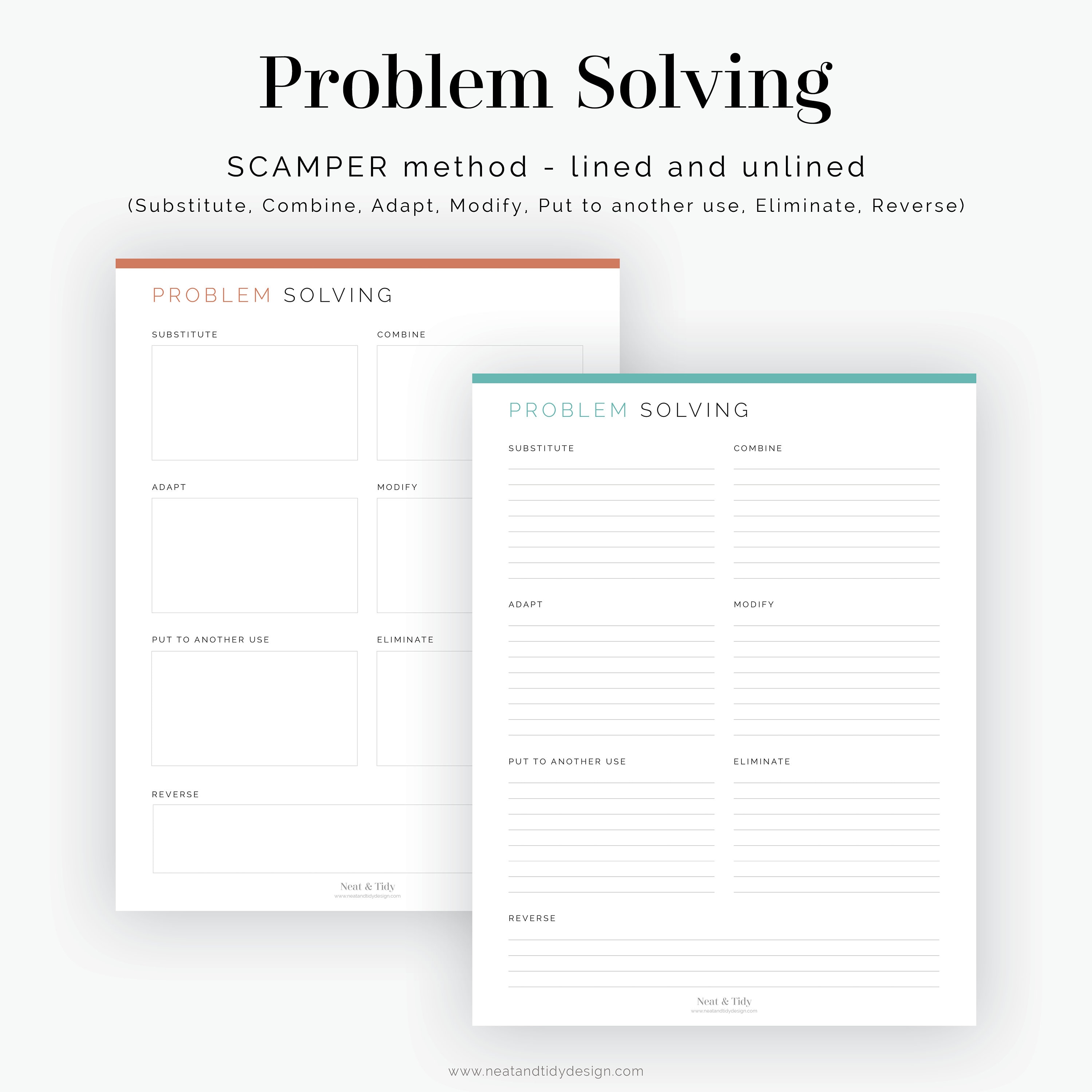 Problem Solving Worksheets - 5W1H and SCAMPER Methods - Fillable ...